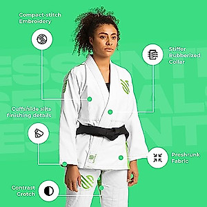 Sanabul Essential BJJ Gi for Women Brazilian Jiu Jitsu Gi for Women Lightweight Preshrunk Fabric - White, W4