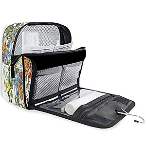 Omhonmi Hanging Toiletry Bag for Women Colourful Summer Dragonfly Botanical,Waterproof Makeup Pouch,Portable Cosmetic Bag,Travel Bag with Hanging Hook for Woman Man Travel Accessories