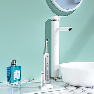 SoulBay Toothbrush Charger Model 3757 Replacement for Braun Oral B Electric Toothbrushes Series Pro D OC IPX7 Waterproof Charger Base Inductive Power Cord with 2 Brush Head Holders, White