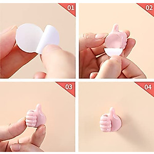 Miyabitors 16PCS Silicone Thumb Wall Hook，Adhesive Thumb Wall Decor Hook Multifunctional Clip Holder,Thumb Hook Up for Cable rganizer Holder Clips,Creative Key Holder , Toothbtush Holder Storage(A)