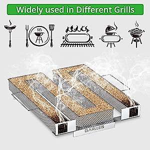 Cold Smoke Generator, GARLLEN Stainless Steel Cold Smoker, BBQ Grill Cold Smoke Box with Brush and Hooks, Smoke Generator Cold Smoking for Garden Camping Cooking