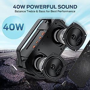 BUGANI Bluetooth Speaker, Portable Bluetooth Speakers with 40W Stereo Sound, Loud Bluetooth Speaker 24H Playtime Support TF Card/AUX, IPX6 Waterproof for Beach Camping Outdoor Indoor