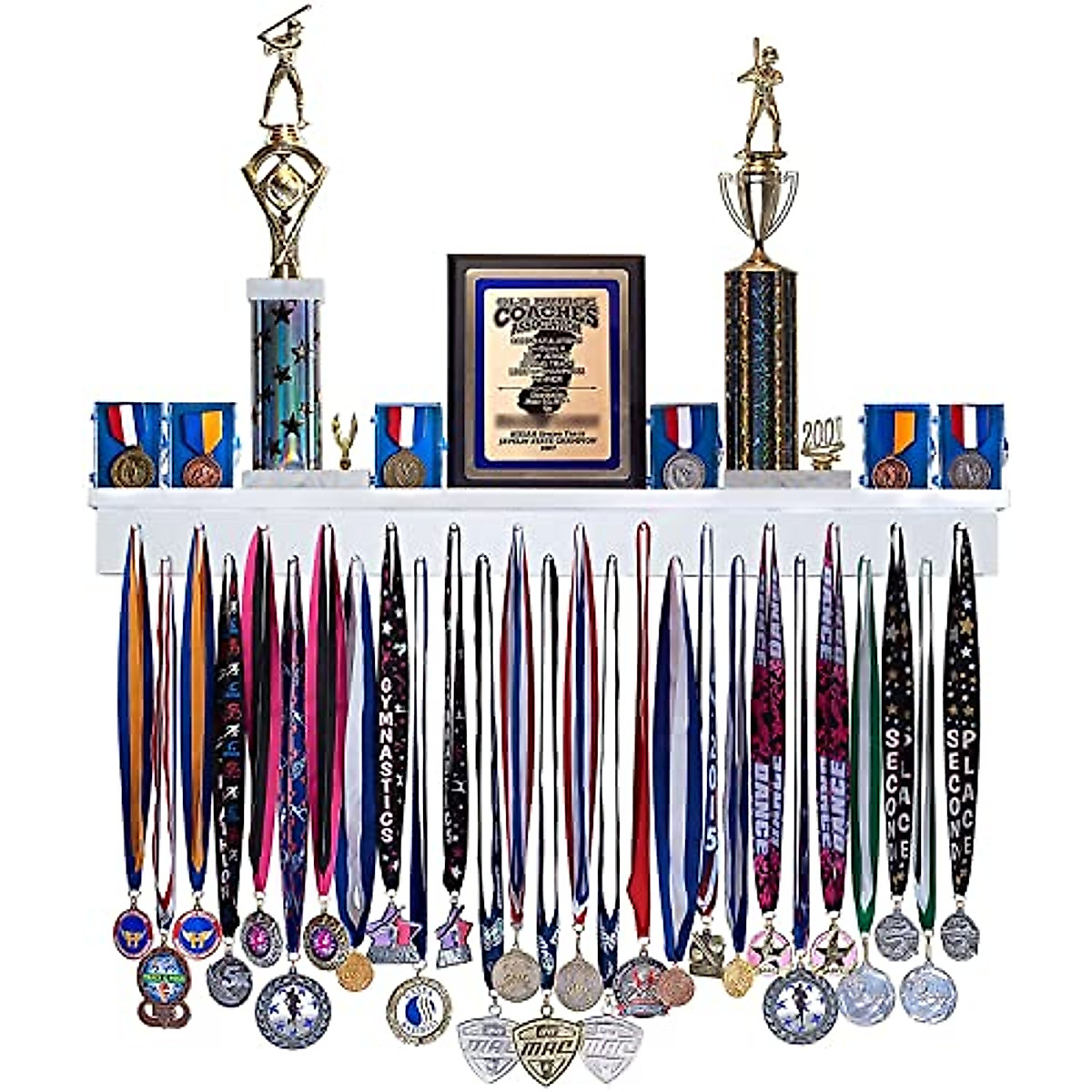 3ft Medal Awards Rack Premier Trophy Shelf- Trophy, Plaque and Medal Display (White)