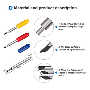 STREWEEK 50PCS Cutting Blades compatible for Cricut Explore Air/Air 2/Air 3/Maker 3, These Fine Point Blades Consist of 10PCS 30°Shallow Cutting Blades,30PCS 45° Standard Blades and 10PCS 60° Deep Cutting Blades