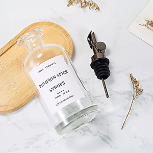 Olive Oil Dispenser Bottle for Kitchen, Coffee Syrup Dispenser w. Weighted Pourer, Glass Bottle Dispenser for Kitchen, Olive Oil Cruet, Glass Olive Olive Bottle | Set of 2 (Gold)