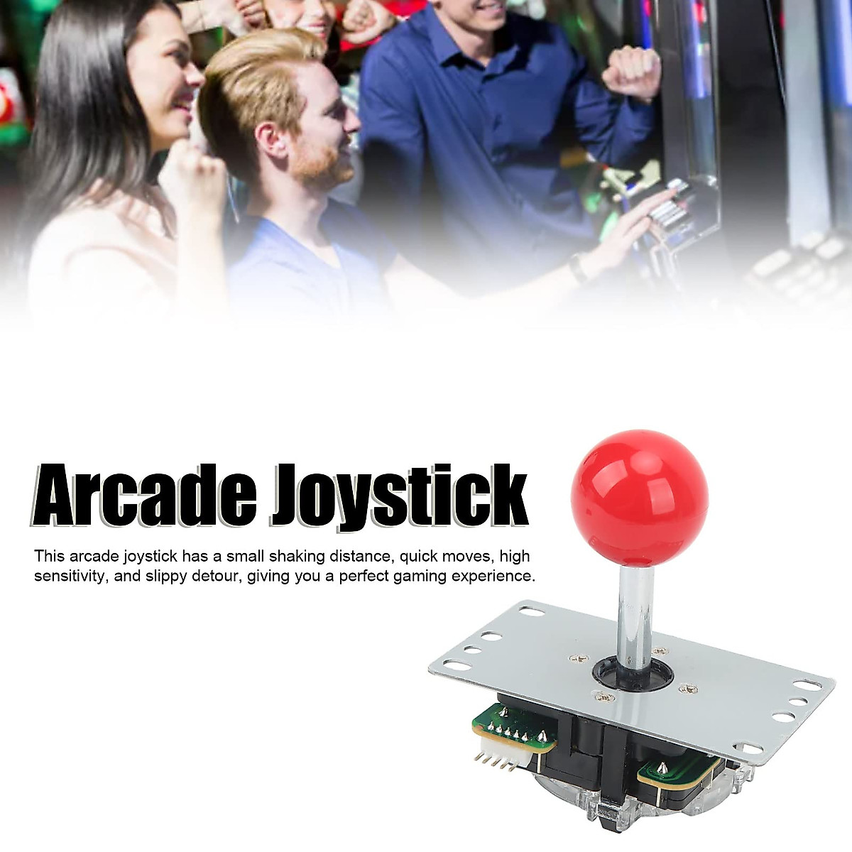 Joystick, Rocker & Ball & Spacer, Game DIY kit Replacement Parts, Pin Circuit Board with Ball for (61.82 x 84.49 x 102.16mm) (Red)