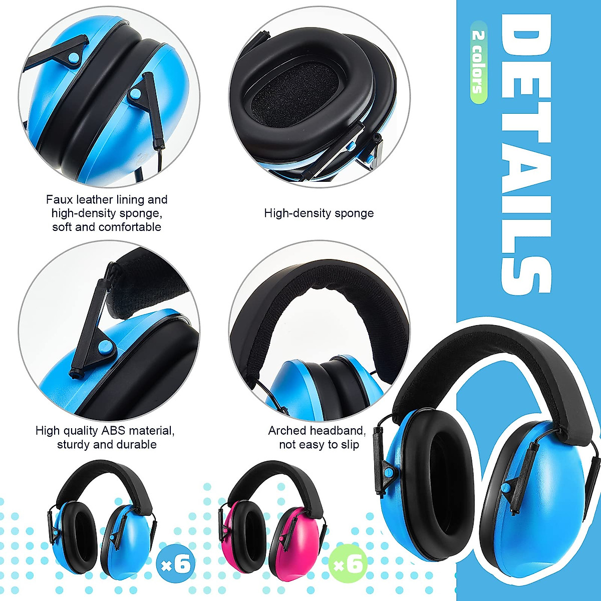 Amylove 12 Pcs Kids Ear Protection Noise Cancelling Headphones Ear Muffs Bulk 27db Sensory Headphones Noise Reduction Hearing Protection Earmuffs for Autism Concert (Classic Style, Blue Green Color)