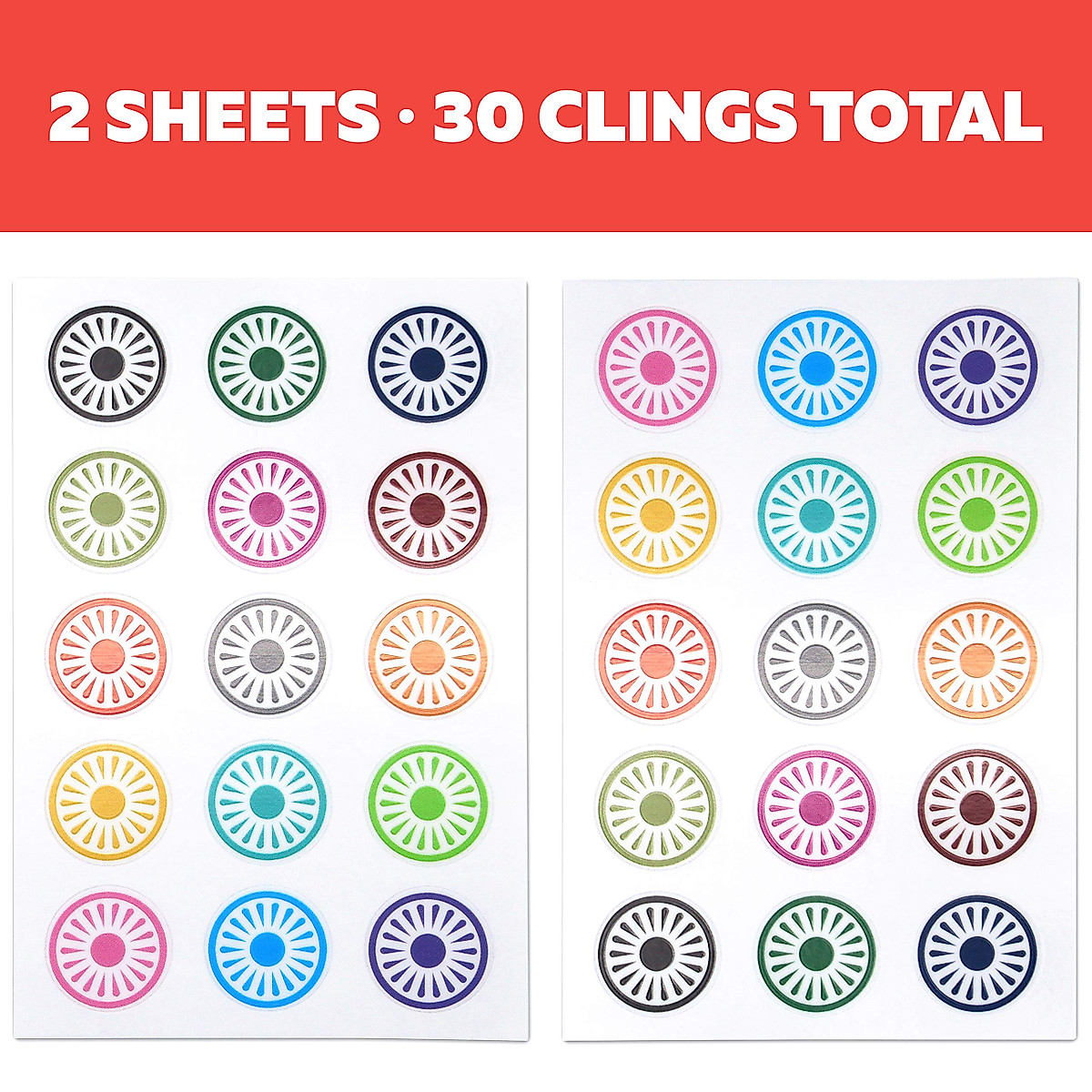 BevBands set of 30 Static Cling Drink Markers, Series 1