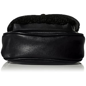 Danielle Nicole Womens Minx Faux Leather Flap Saddle Handbag Black Small