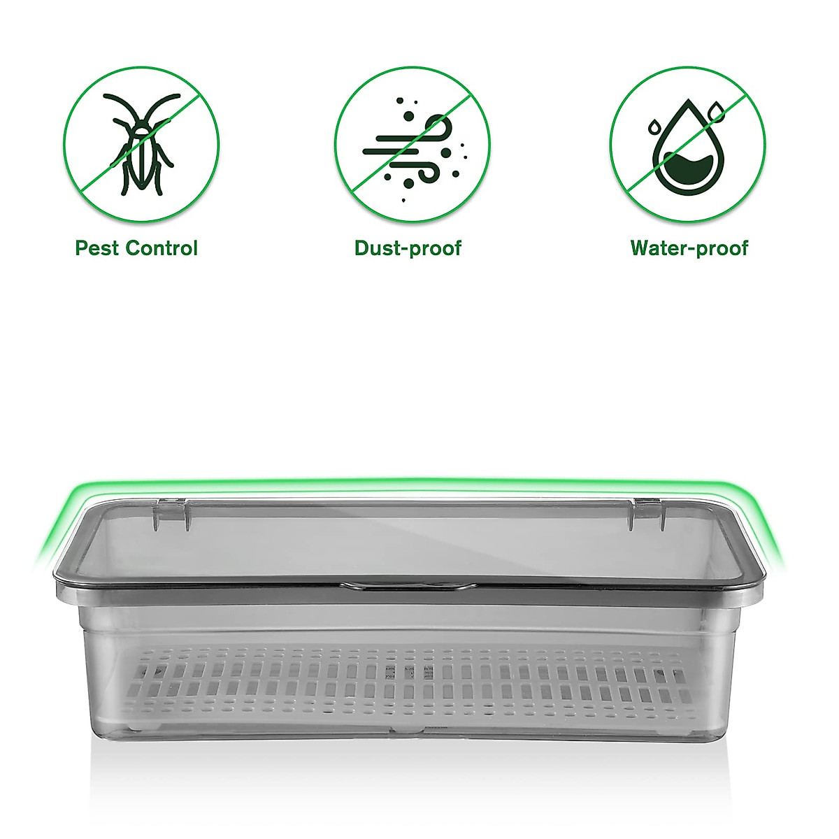 Hemoton Flatware Organizers Flatware Plastic Tray Kitchen Drawer Organizer with Lid and Drainer for Utensils Holder