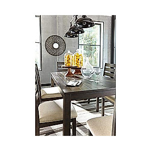 Signature Design by Ashley Rokane Dining Room Table Set with 6 Upholstered Chairs, Brown