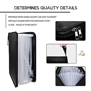 Fireproof Document Bag Fire & Water Resistant File Folder A4 Size 12 Pockets Fireproof Waterproof Safe Document Holder, Non-Itchy Silicone Coated Portable Filing Pouch for Legal Document(Clear)