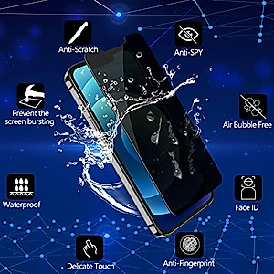 YMHML [2 Pack] Privacy Screen Protector for iPhone 12 / iPhone 12 Pro (6.1 Inch)，Anti-Spy Tempered Glass Bubble Free Case Friendly Scratch Proof