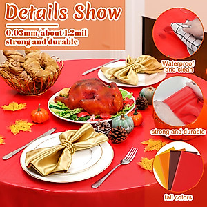 VitalCozy 12 Pcs Fall Plastic Round Tablecloth Disposable Autumn Table Cover 84 Inch Plastic Circular Tablecloths for Thanksgiving Day Harvest Birthday Party Decoration