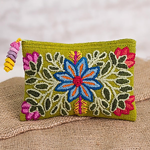NOVICA Multicolor Alpaca Clutch Bag, Floral Flourish'