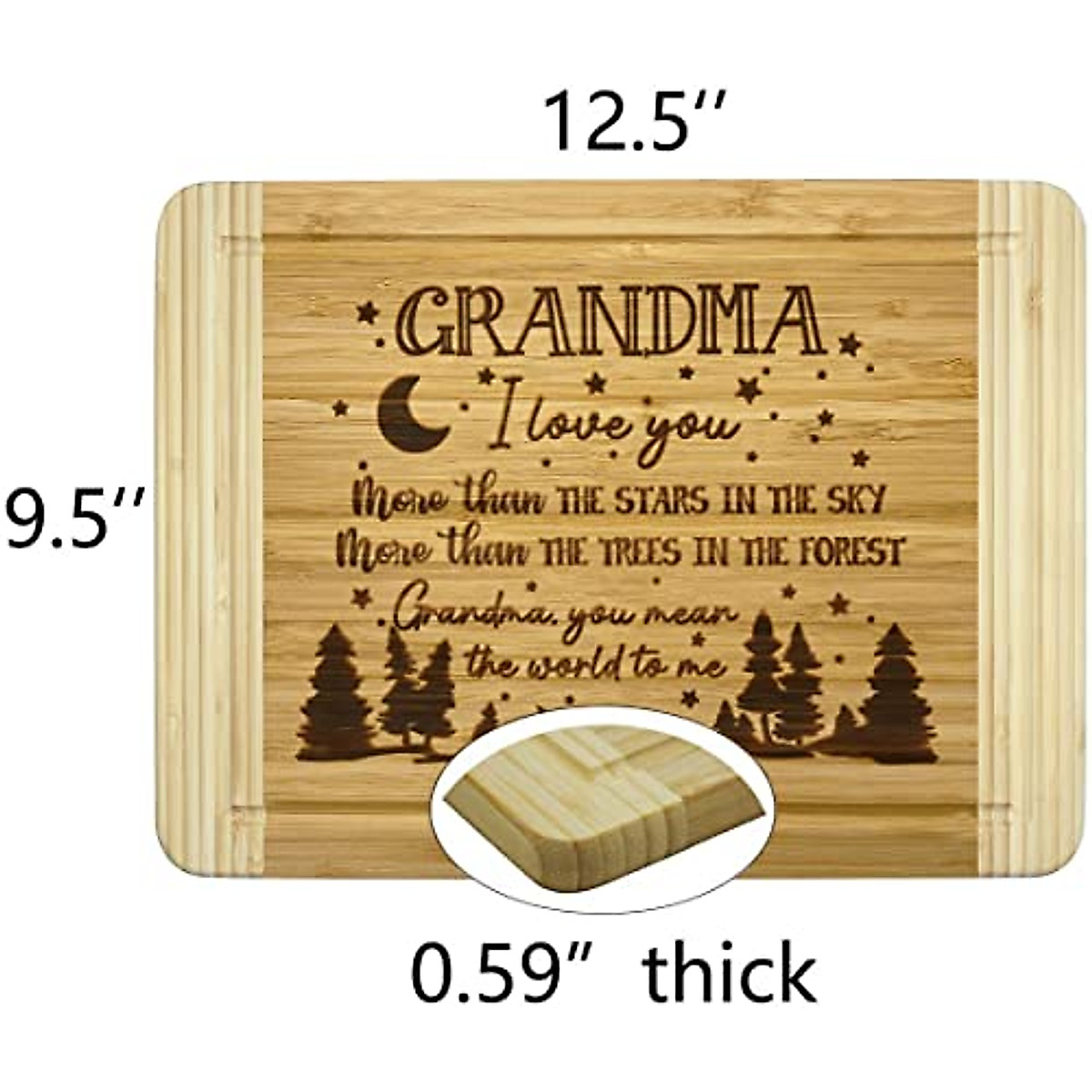 Grandma Gifts, Birthday Mother's Day Thanksgiving Christmas Gift for Nana Grandma Grandmother Mother, Engraved Cutting Board -Grandma You Mean The World to Me