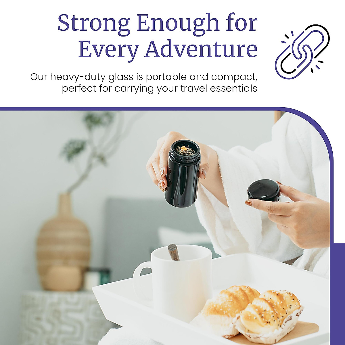 Infinity Jars Tall Screw top Jar, Black Glass Jar 100 Ml (3.3 fl oz) Ultraviolet Airtight Tall Jar Smell Proof, Refillable Container, For Long Term Storage Coffee, Tea, Dried Goods Jar For Kitchen