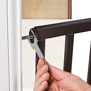 Summer Decorative Wood & Metal Safety Baby Gate, New Zealand Pine Wood and a Slate Metal Finish - 32” Tall, Fits Openings up to 36” to 60” Wide, Baby and Pet Gate for Doorways