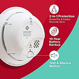 First Alert BRK SC9120LBL Hardwired Smoke and Carbon Monoxide (CO) Detector with 10 Year Sealed Battery Backup , White