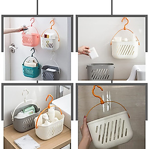 DOITOOL Hanging Shower Caddy Plastic Hanging Shower Basket Portable Kitchen Organizer Storage Basket with Hook for Home Bathroom Kitchen, White Plastic Shower Caddy Basket