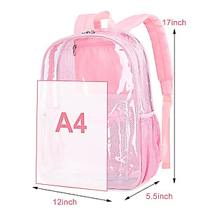 BTOOP Clear Backpack for School Kids Girls with Clear Lunch Box Large See Through Book Bags Heavy Duty Transparent Plastic Backpacks for Teens Women Work Stadium