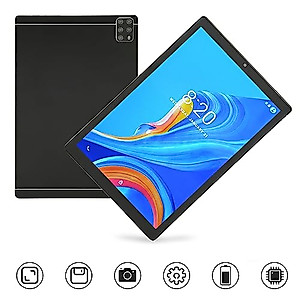 Haofy HD Tablet, 5G WiFi 10 Core CPU Dual Speakers 100‑240V 10.1 Inch Tablet 6GB 128GB with Earbuds for Work for Android 12 (US Plug)