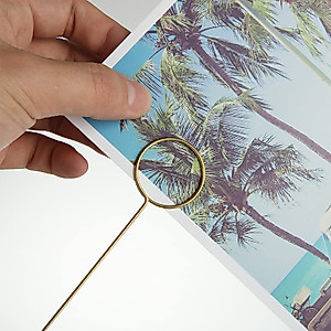 QTLCOHD 100Pcs Floral Card Holder Picks, 13.4 Inch Heart Shape Metal Floral Place Card Holder, Picture Photo Memo Holder Gold Round Photo Stick Clip, Gift Card Holder for Wedding and Party