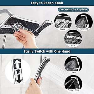 BRIGHT SHOWERS Dual Shower Head Combo, Handheld Showerhead Rainfall Shower Head Set with Black Face, 60 Inch Long Stainless Steel Shower Hose, Chrome