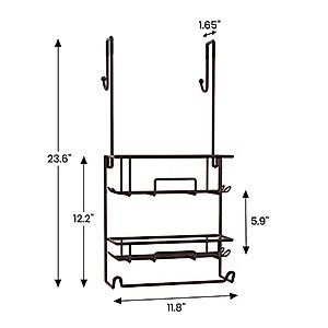TreeLen Shower Caddy over the Door Rustproof Hanging Shower Organizer with 12 Hooks Shampoo Towel Holder for Bathroom Storage Shelf Rack -Bronze …