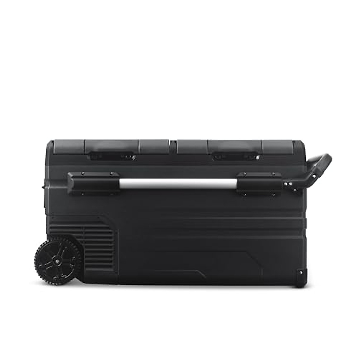 Newair Portable 80 Qt. Electric Car Camping Cooler with 4 Battery Protection Modes, Dual Zone Fridge and Freezer Storage, Retractable Handle, Outdoor Wheels and Rugged Construction