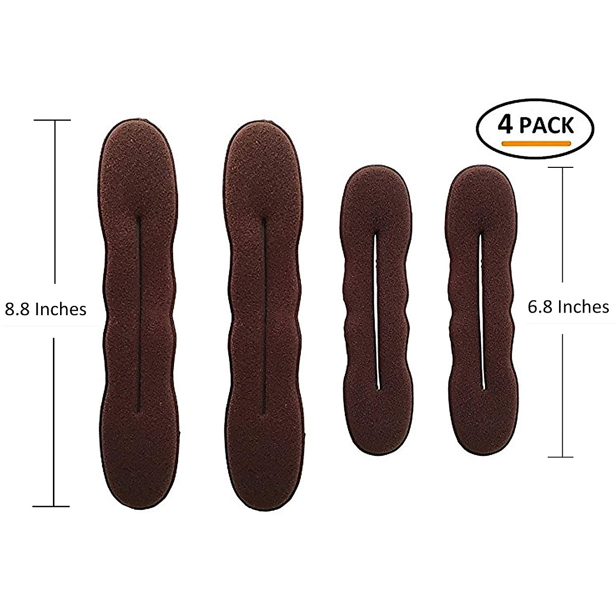 Styla Hair Magic Bun Maker (2 Small, 2 Large) Foam Sponge Bun Shaper Hair Accessories (Brunette)