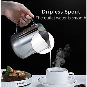 Seninhi Milk Frothing Pitcher Jug Coffee Spoons Frother Steamer Cup Foam Making - Suitable for Espresso - Latte Art Chai Cappuccino Hot Chocolate - Stainless Stee