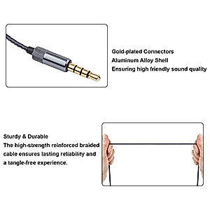 Arzweyk Male to Male Headphone Extension Cable, 3.5mm to 2.5mm Black Replacement AUX Extension Cord, 1.2M/4FT Audio Cable Compatible with Sennheiser HD447 HD437 HD202 HD212 Headset for ISO Android