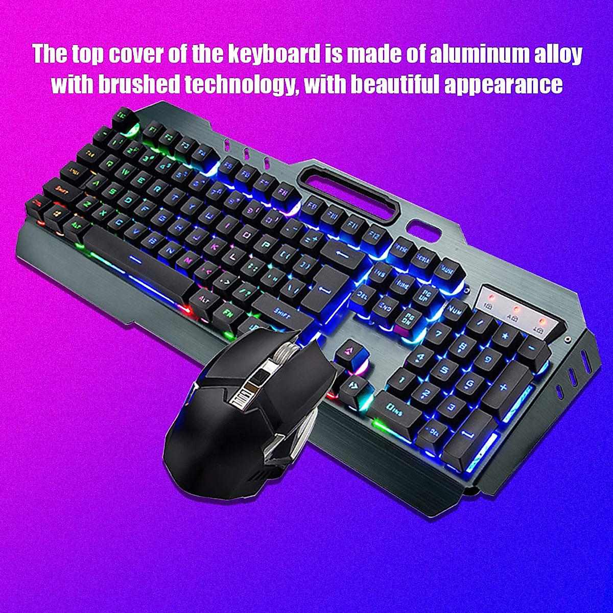 Wireless Keyboard & Mouse Set, Multi-Functional Backlight Mechanical Ergonomic Gaming Keyboard & Adjustment 2400DPI Optical Mouse Comb for Desktop, Computer, PC