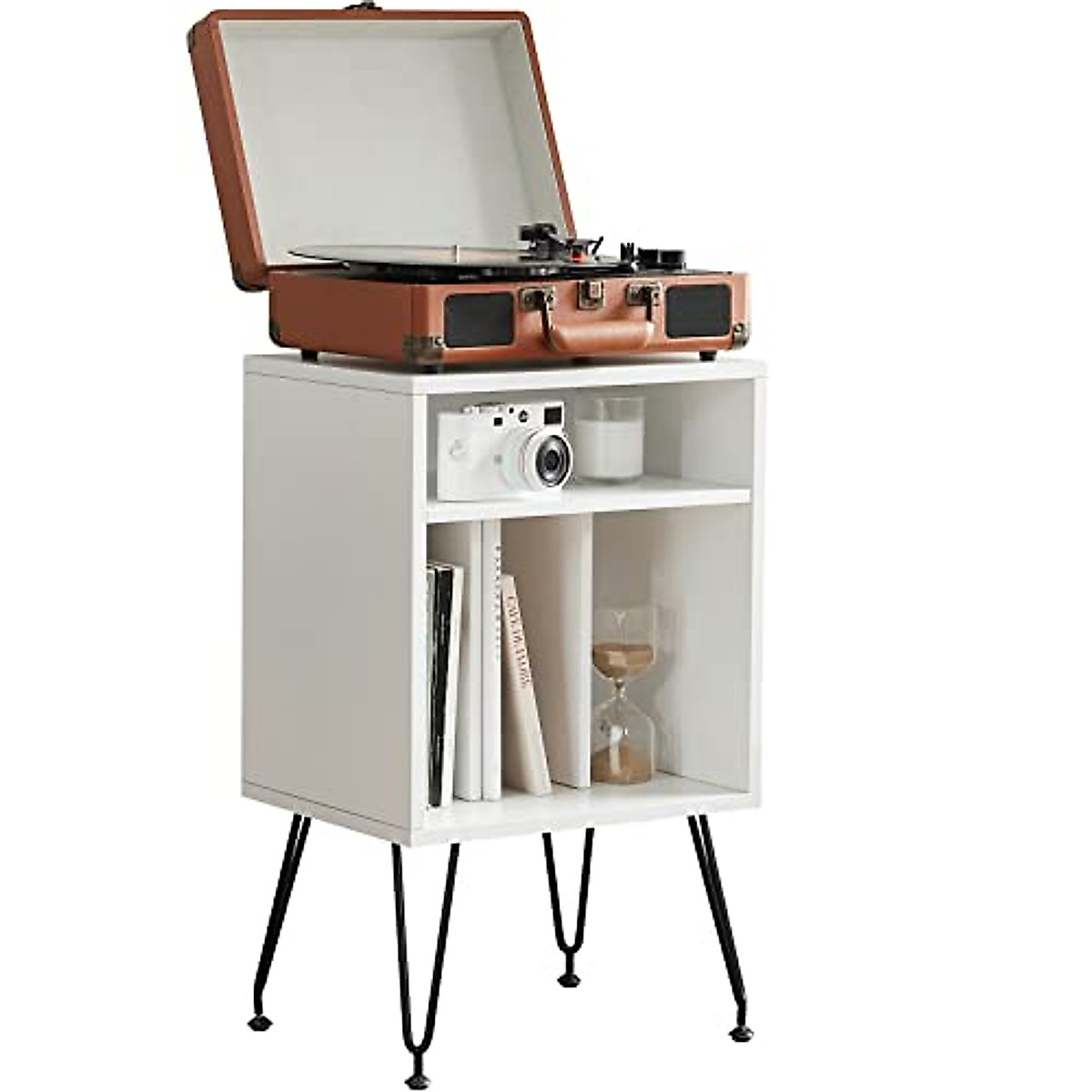 Side Table with Storage Space, Nightstand for Bedroom, Couch Side Table with Swivel Leveling Feet for Living, Sturdy Table with Premium MDF Board, Easy Assembly, 14.7”*11.1”*24.4”