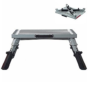 Homeon Wheels RV Steps Adjustable Height Aluminum Folding Platform Step Sheath Non-Slip Rubber Feet, Reflective Stripe, Handle, RV T Level, More Stable Up to 1000 lbs 16.5" x 12.2"