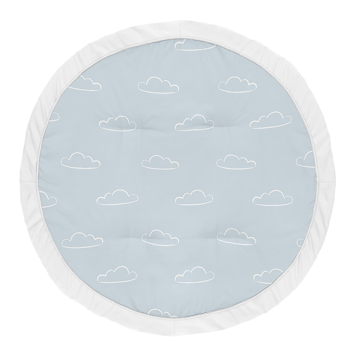Sweet Jojo Designs Blue Clouds Boy Baby Playmat Tummy Time Infant Play Mat - Slate and White Cloud Sky for Vintage Airplane Aviator Aviation Collection