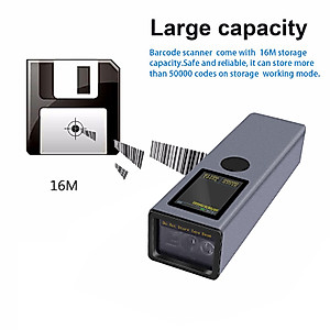 2D 1D QR Barcode Scanner with TFT Screen 3 in 1 BT & 2.4GHz Wireless & Wired Connection Sound and Vibrator Prompt Support Offline Storage Compatible with Windows Android Linux for Supermarket