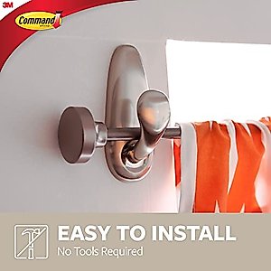 Command Forever Classic Large Metal Wall Hooks, Damage Free Hanging Wall Hooks with Adhesive Strips, No Tools Wall Hooks for Hanging Decorations in Living Spaces, 2 Metal Hooks and 4 Command Strips
