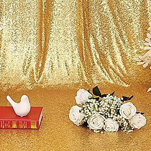 SquarePie Sequin Backdrop 10FT x 10FT Gold Photography Background Sparkly Curtain Selfie Wall for Wedding Party Decoration