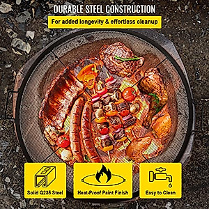 VEVOR Round Fire Pit Grate, 31" Diameter Fire Pit Grill Grate, X-Marks Round Grill Grate, Black Steel Fire Grate, Fire Pit Cooking Grate with Handles, Fire Grill Grate for Outdoor Fire Pit, Campfire