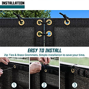 TANG Sunshades Depot Black 4x50' FT Privacy fence screen Temporary 150 GSM Heavy Duty Windscreen Fence Netting Fence Cover with Zipties 88% Privacy Blockage excellent Airflow 3 Years Warranty