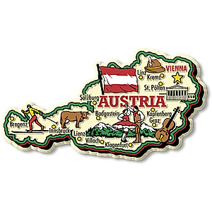 Austria Jumbo Country Map Magnet by Classic Magnets, Collectible Souvenirs Made in The USA