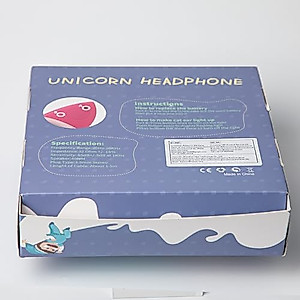 LOBKIN Unicorn Kids Headphones Cat Ear, Wired Toddler Headphones with LED Light Up, 85dB Volume Limited, Foldable 3.5mm Jack Girls Headphones for School/Travel/iPad/Tablet - Purple