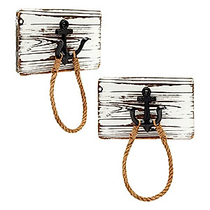 Okuna Outpost 2 Pack Nautical Towel Ring Holder, Anchor Bathroom Decor and Accessories (9 x 6 in)