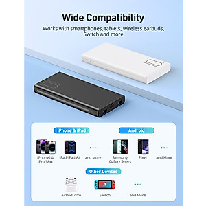 evatronic 2-Pack Power Bank Portable Charger, Dual USB-C 10000mAh Powerbank Fast Charging Portable Phone Charger, External Battery Pack Compatible with iPhone 15/14/13, Galaxy S23/22, Pixel and etc