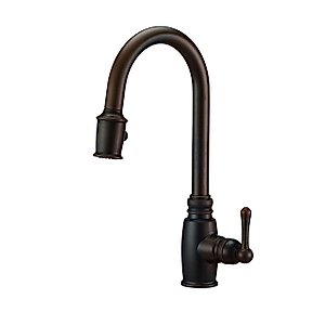 Danze D455557BR Opulence Single Handle Pull-Down Kitchen Faucet with SnapBack Retraction, Tumbled Bronze