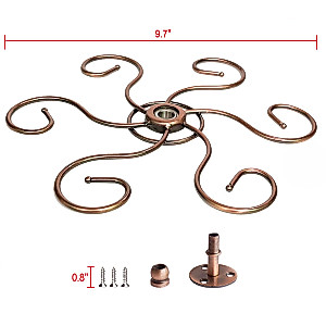 GeLive Rotary Wine Glass Rack Under Cabinet Stemware Holder, Under Shelf Glass Hanger Drying Rack Organizer With 6 Hooks for Home and Bar Storage (Bronze)