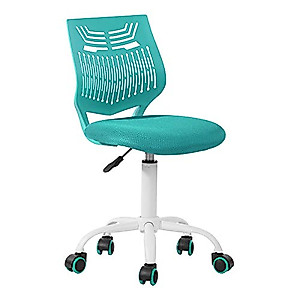 FurnitureR Writing Task Chair for Teens Boys Girls 360 Rolling Wheels Fabric Soft Pad Seat Breathable Backrest, Height Adjustable Liftup 29.5"-34.3",Turqoise
