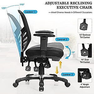 POWERSTONE Office Chair, Ergonomic Mesh Desk Chair with Adjustable Height Back Lumbar Support Armrest, Swivel Rolling Wheels Computer Chair, Task Chair, Black